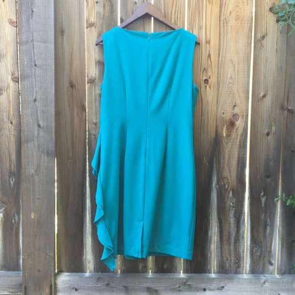 Calvin Klein | Dresses | Calvin Klein Aqua Sleeveless Ruffle Sheath ...